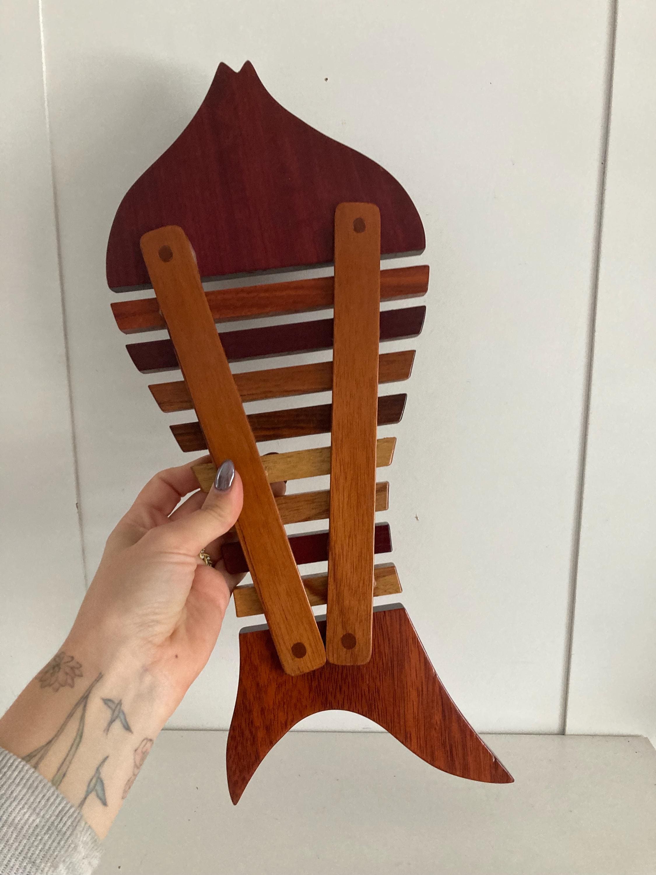 Wooden Fish Skeleton Shaped Trivet or Wall Hanging Mcm-style Teak ...
