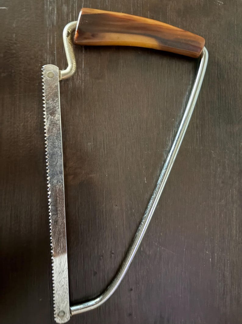 Vintage Kitchen Bone & Meat Saw Brown Bakelite Marbled Handle Stainless ...