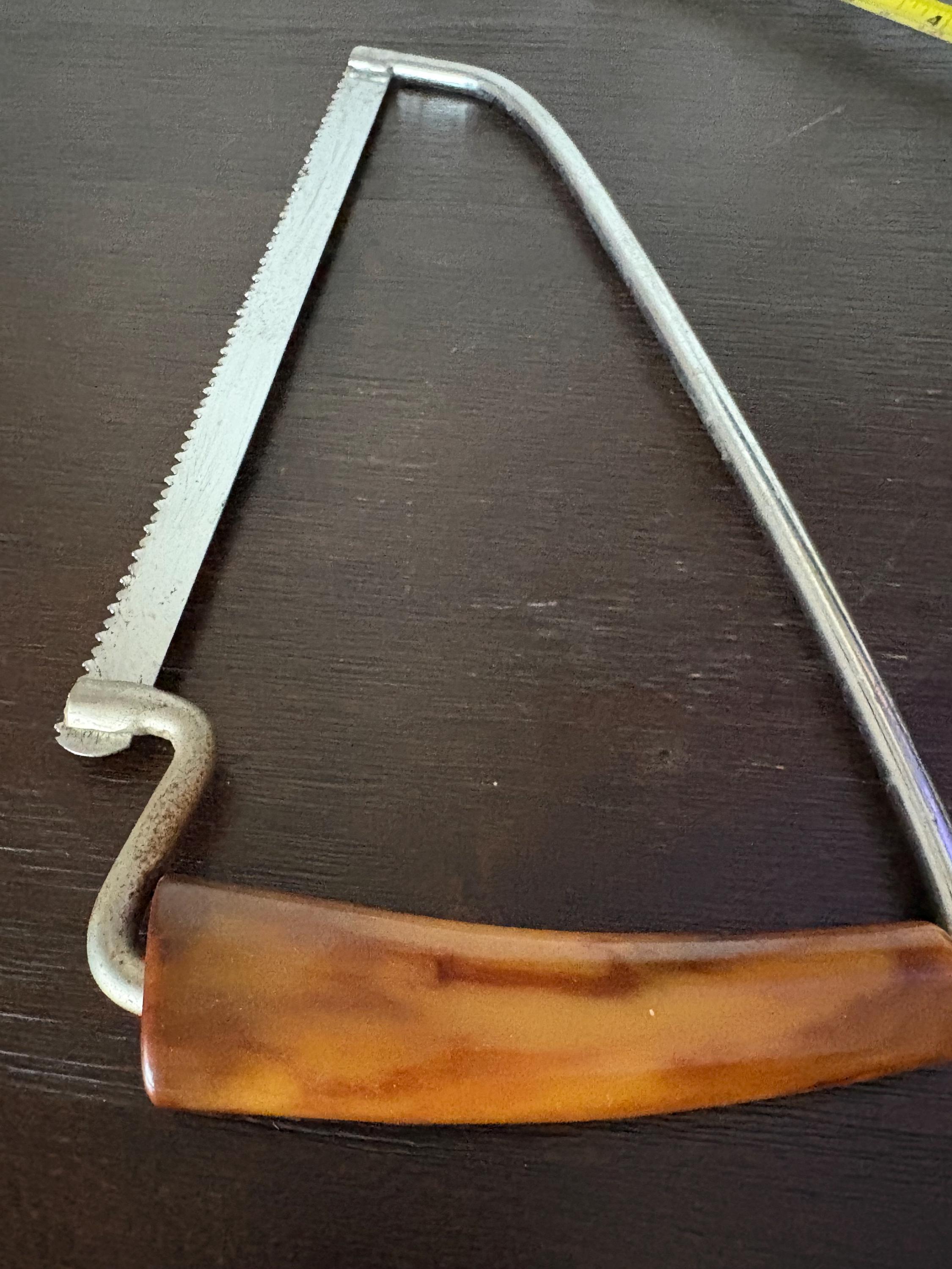 Vintage Kitchen Bone & Meat Saw Brown Bakelite Marbled Handle Stainless ...