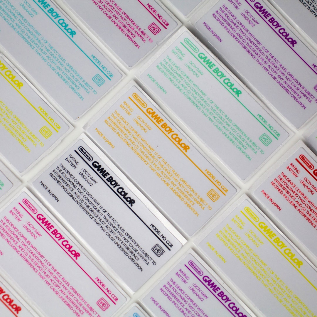 Replacement Gameboy Color Console Back Information Stickers Nintendo ...