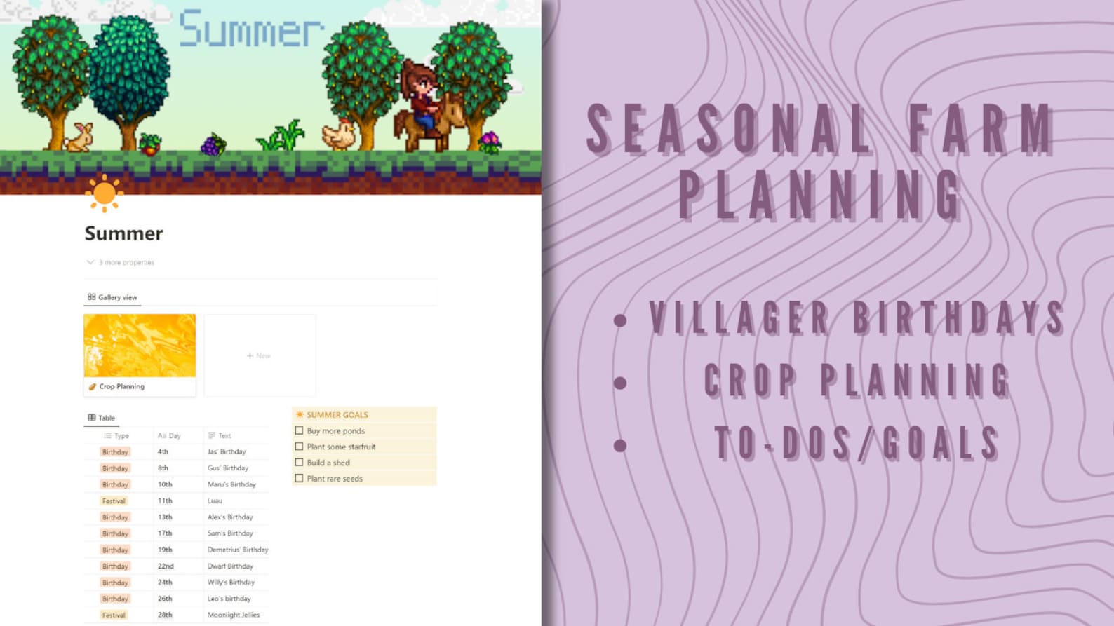Stardew Valley Notion Planner [1.6 Version] - Etsy