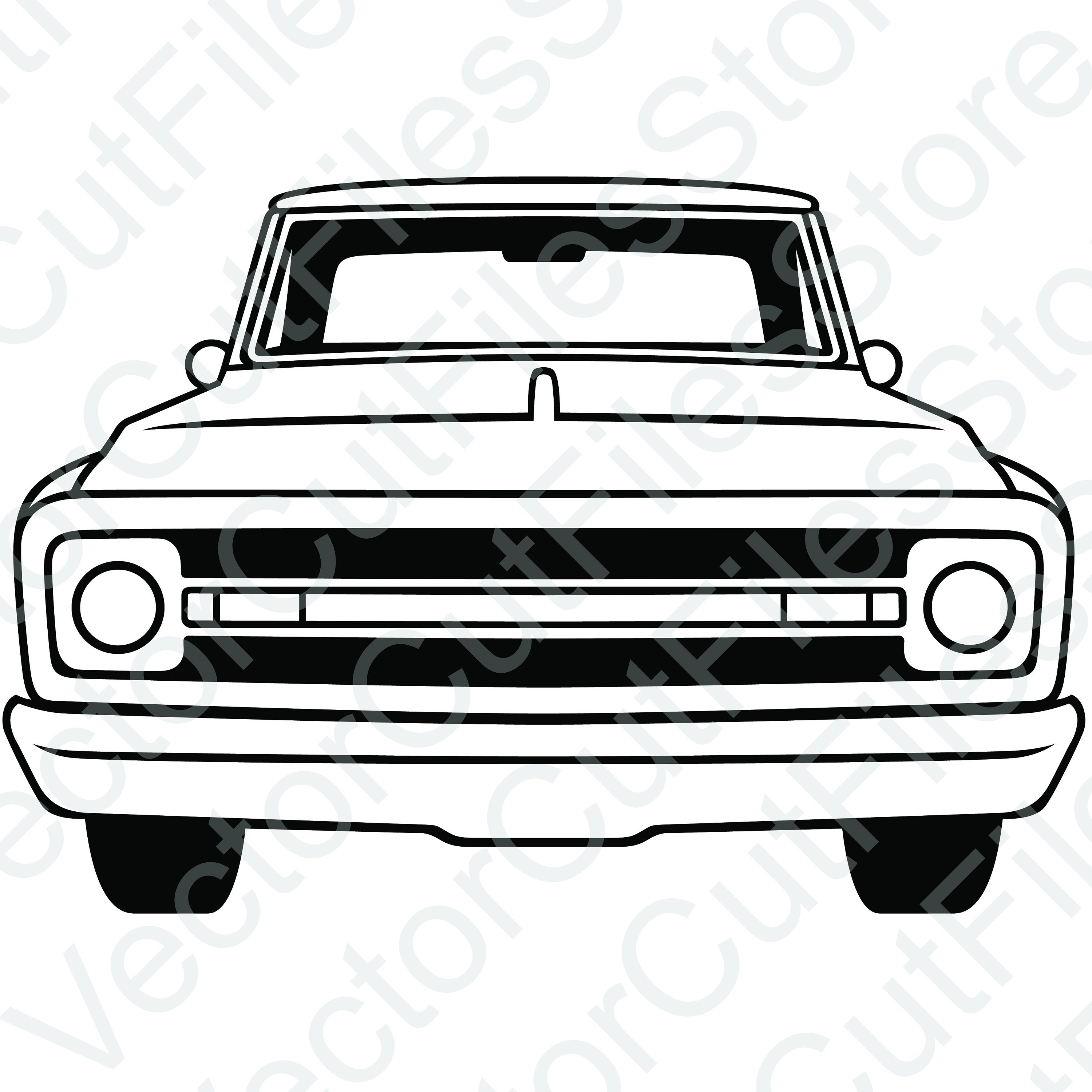 Chevrolet C10 1969 Fleetside Front View Vector Cut File - Etsy