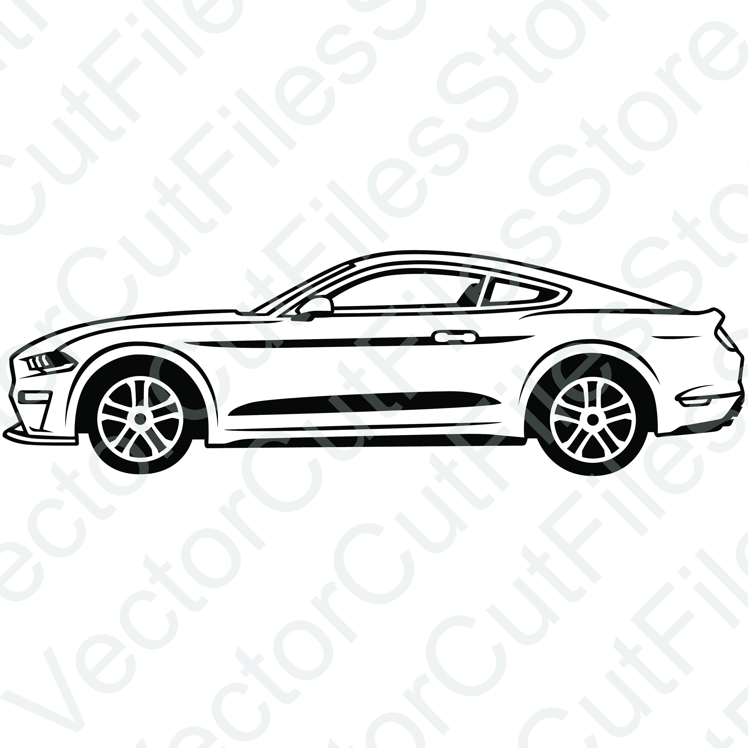 Ford Mustang 2018 Side View Vector Cut File - Etsy