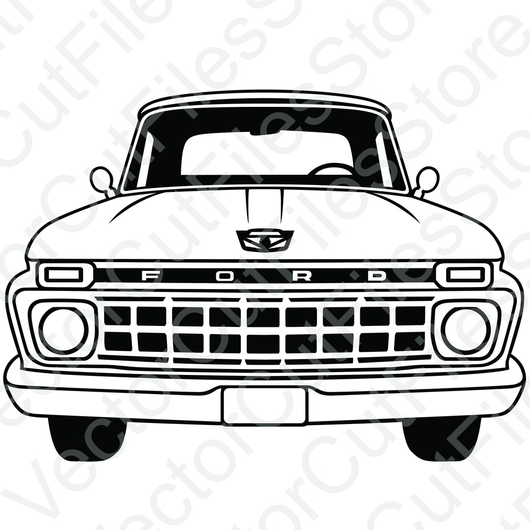 Ford F100 1965 Stepside Front View Vector Cut File - Etsy