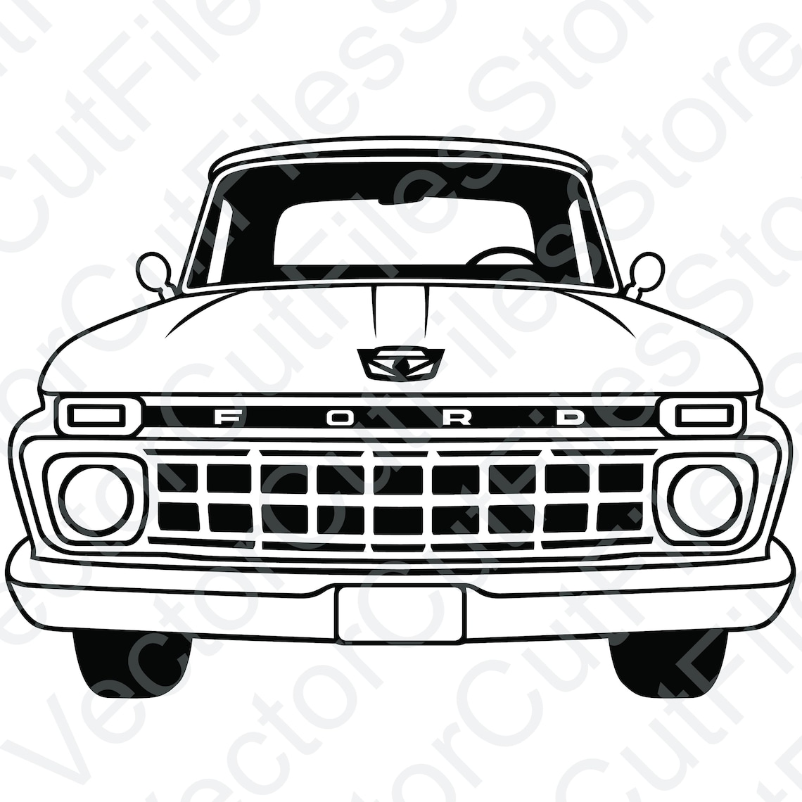 Ford F100 1965 Stepside Front View Vector Cut File - Etsy