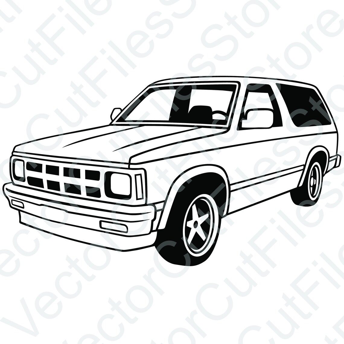 Chevrolet Blazer 1989 Angled View Vector Cut File - Etsy