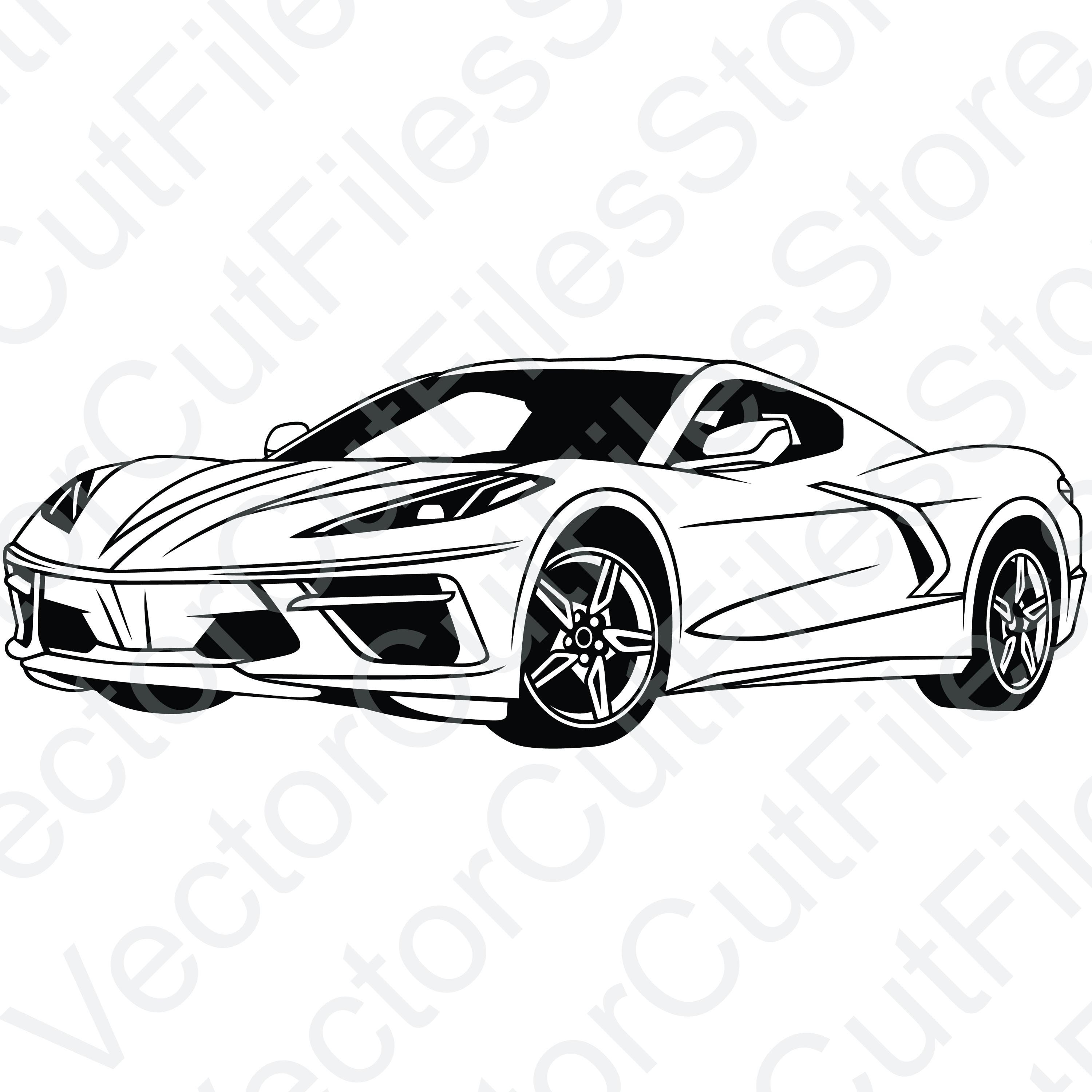Chevrolet Corvette 2020 Angled View Vector Cut File - Etsy