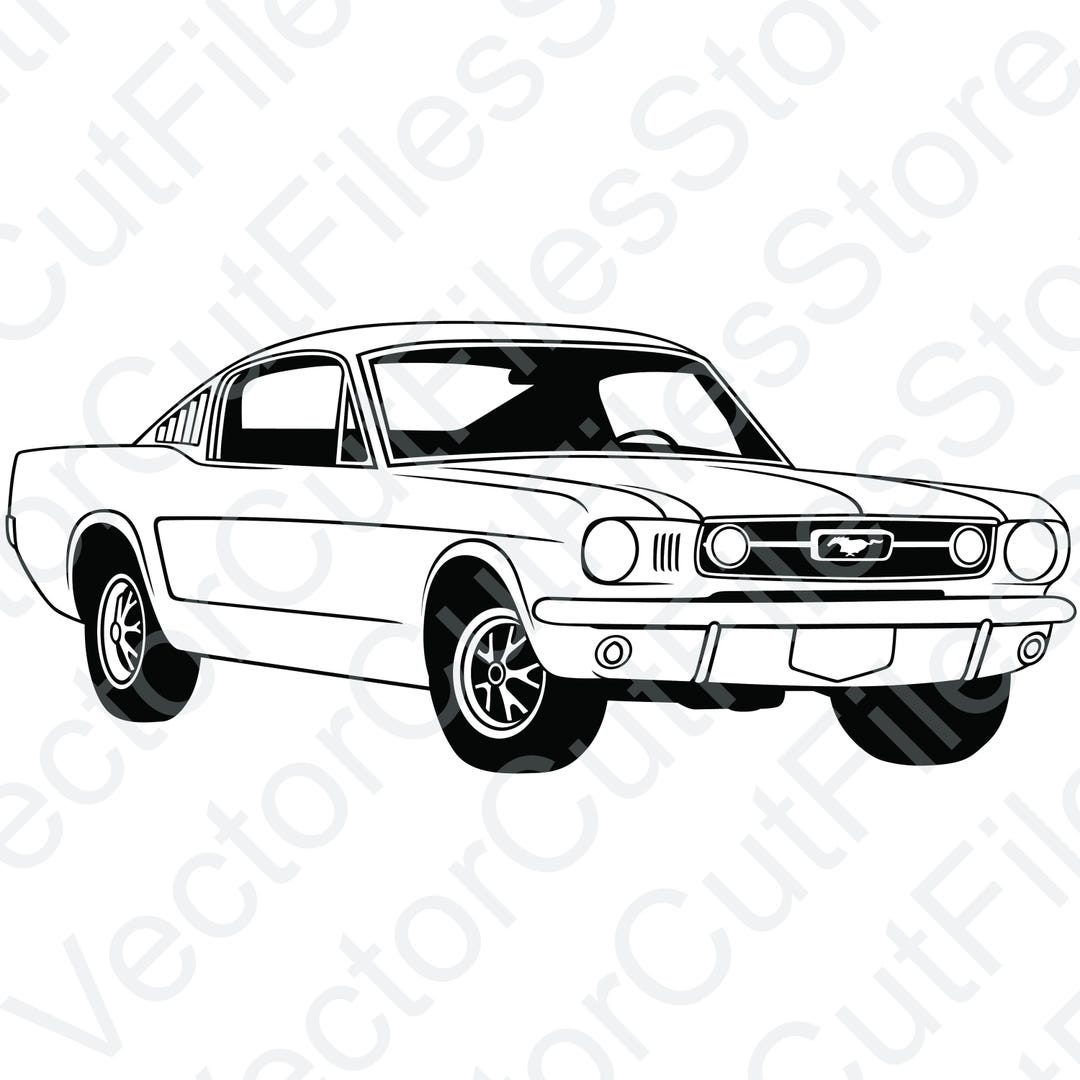 Ford Mustang 1966 Fastback Angled View Vector Cut File - Etsy