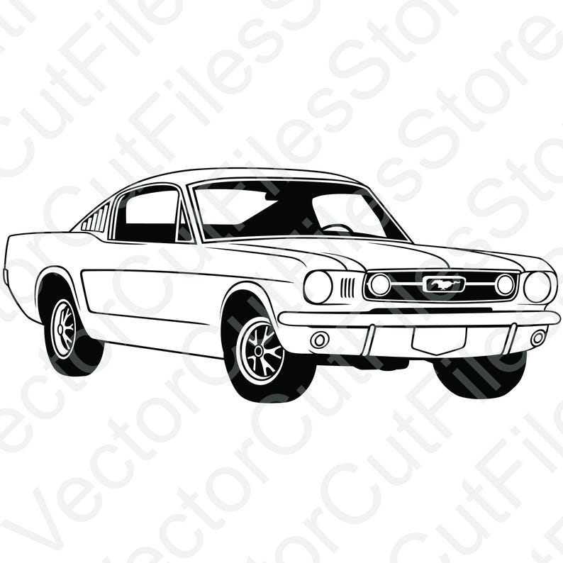 Ford Mustang 1966 Fastback Angled View Vector Cut File - Etsy