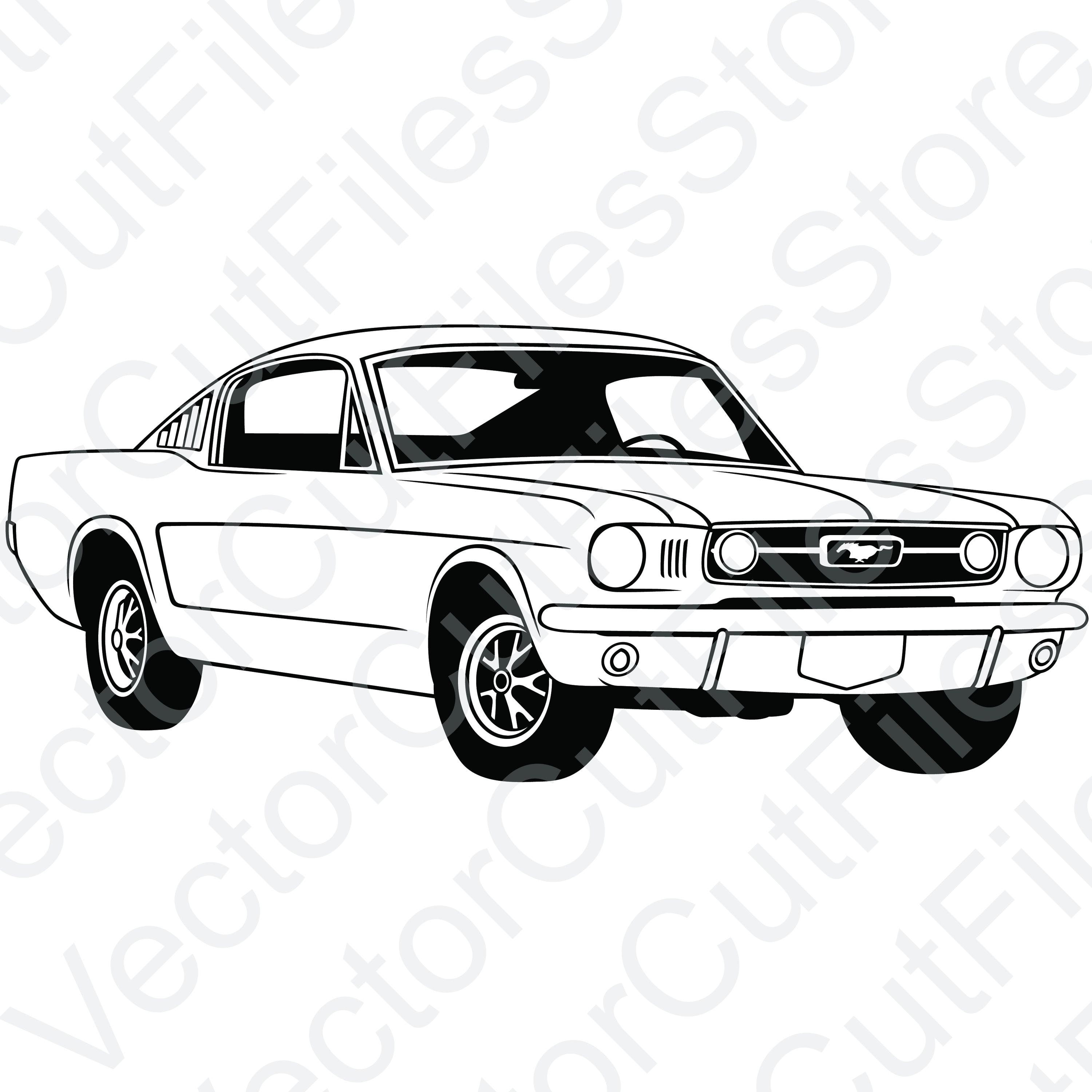 Ford Mustang 1966 Fastback Angled View Vector Cut File - Etsy