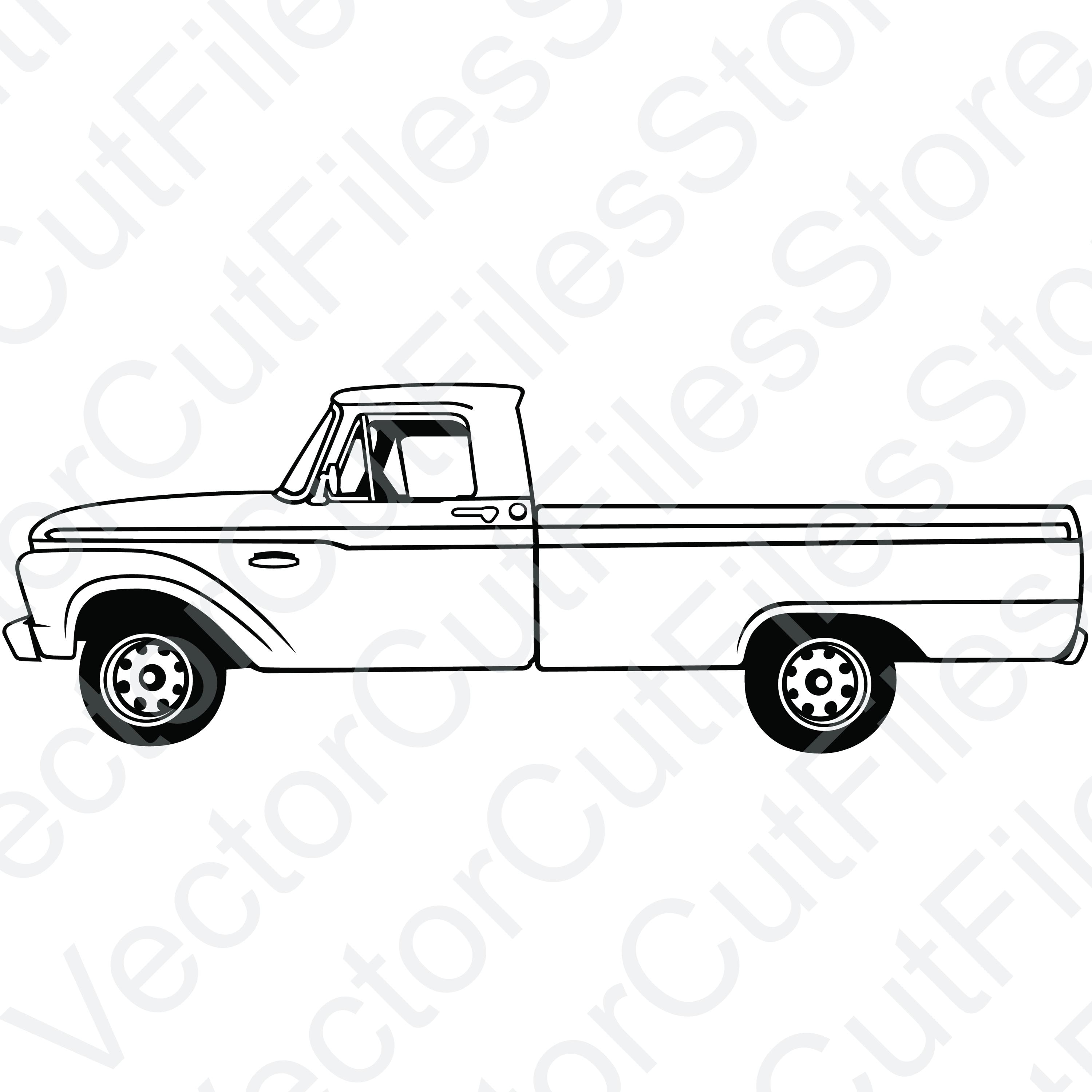 Ford F100 1965 Fleetside Side View Vector Cut File - Etsy