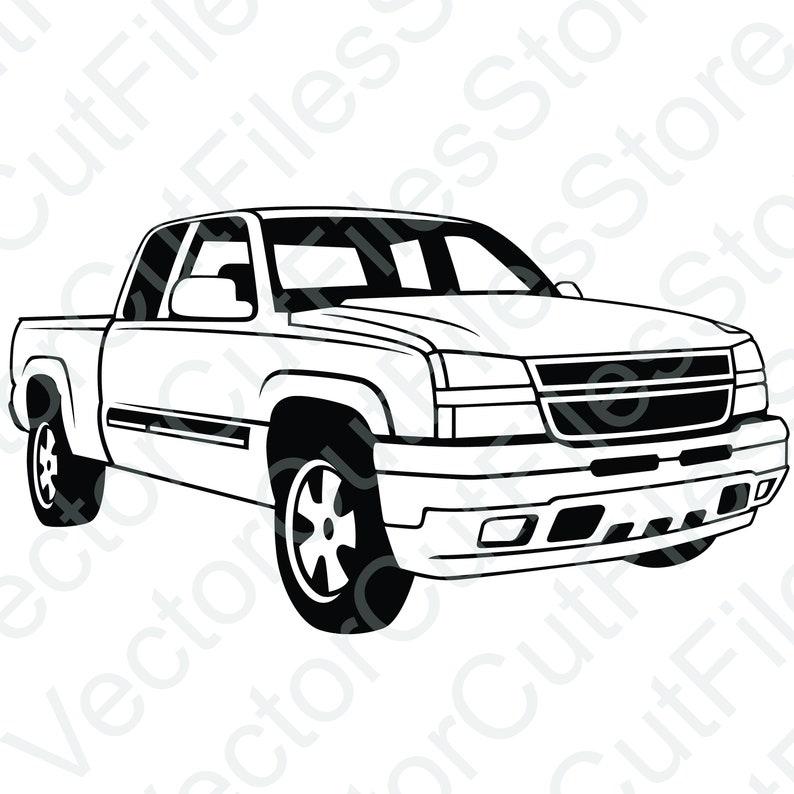 Chevrolet Silverado 2006 Angled View Vector Cut File - Etsy