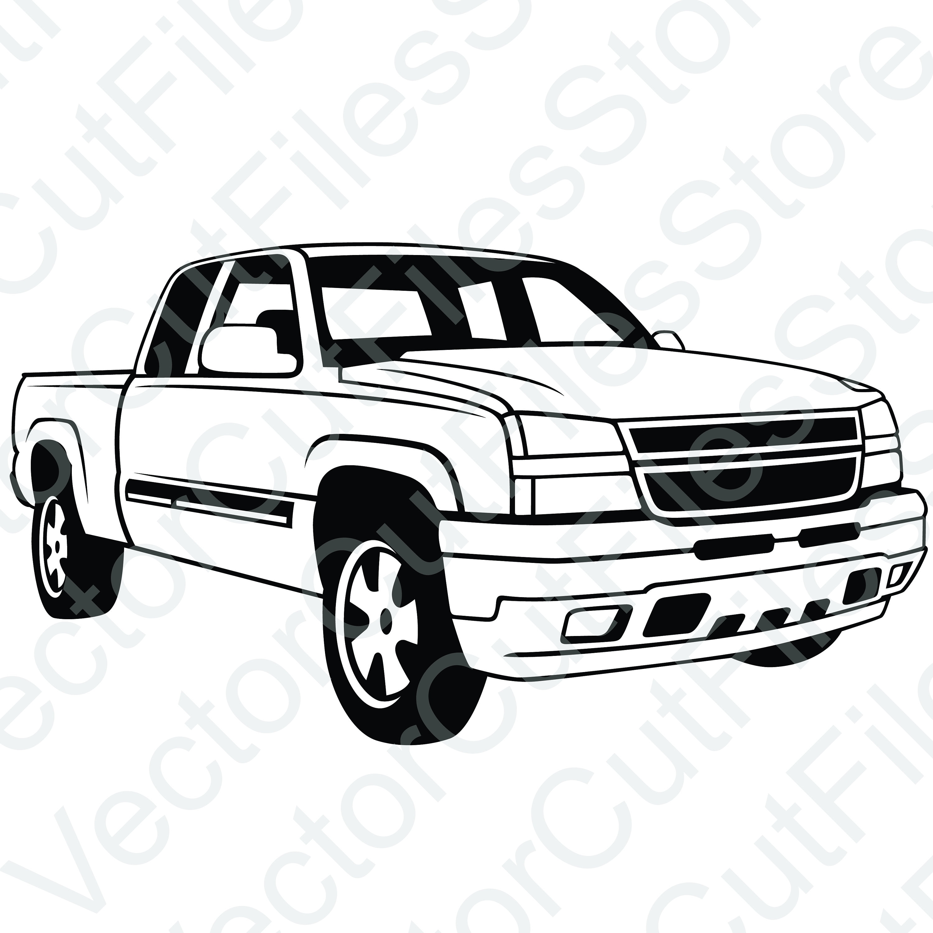 Chevrolet Silverado 2006 Angled View Vector Cut File - Etsy