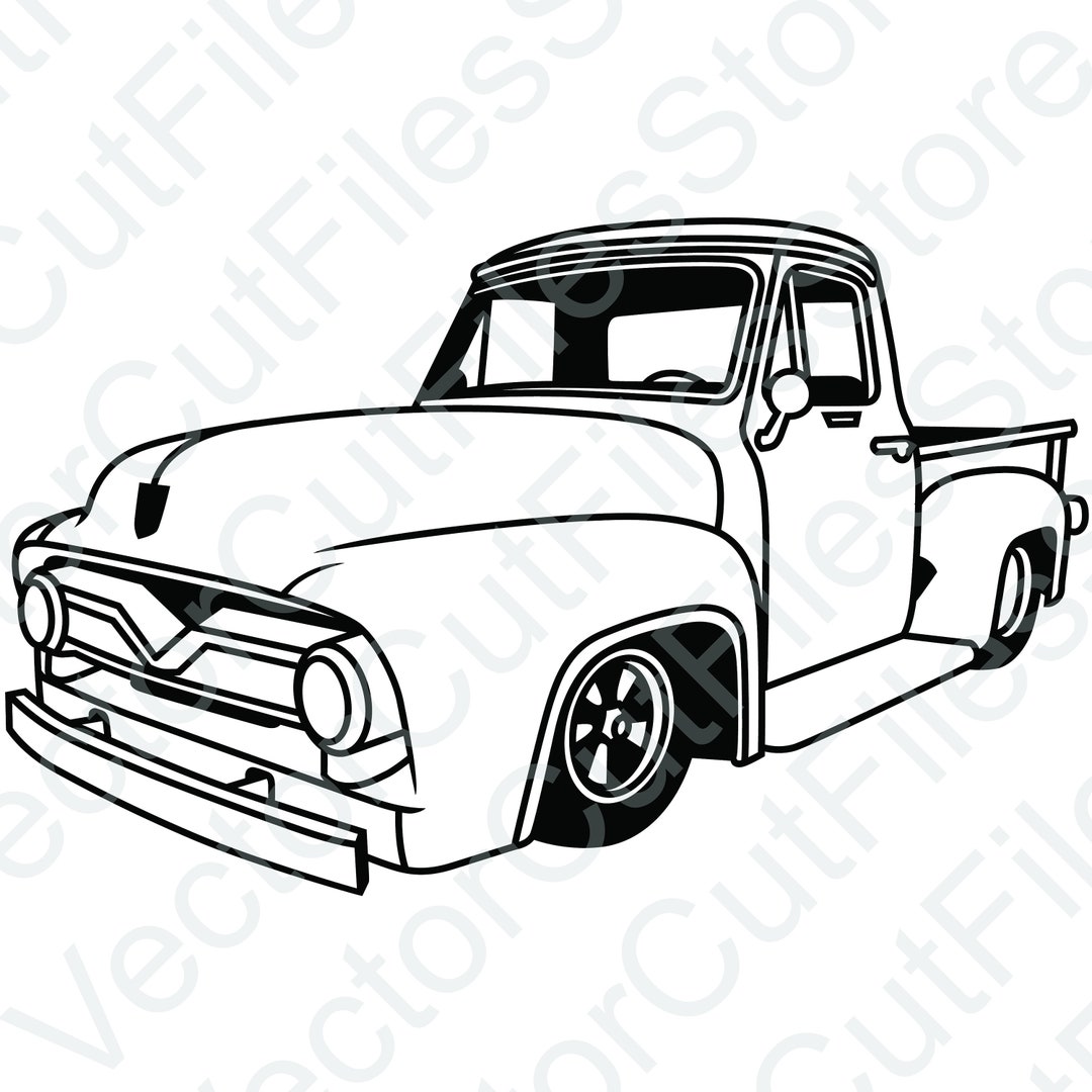 Ford F100 1955 Hot Rod Vector Cut File - Etsy