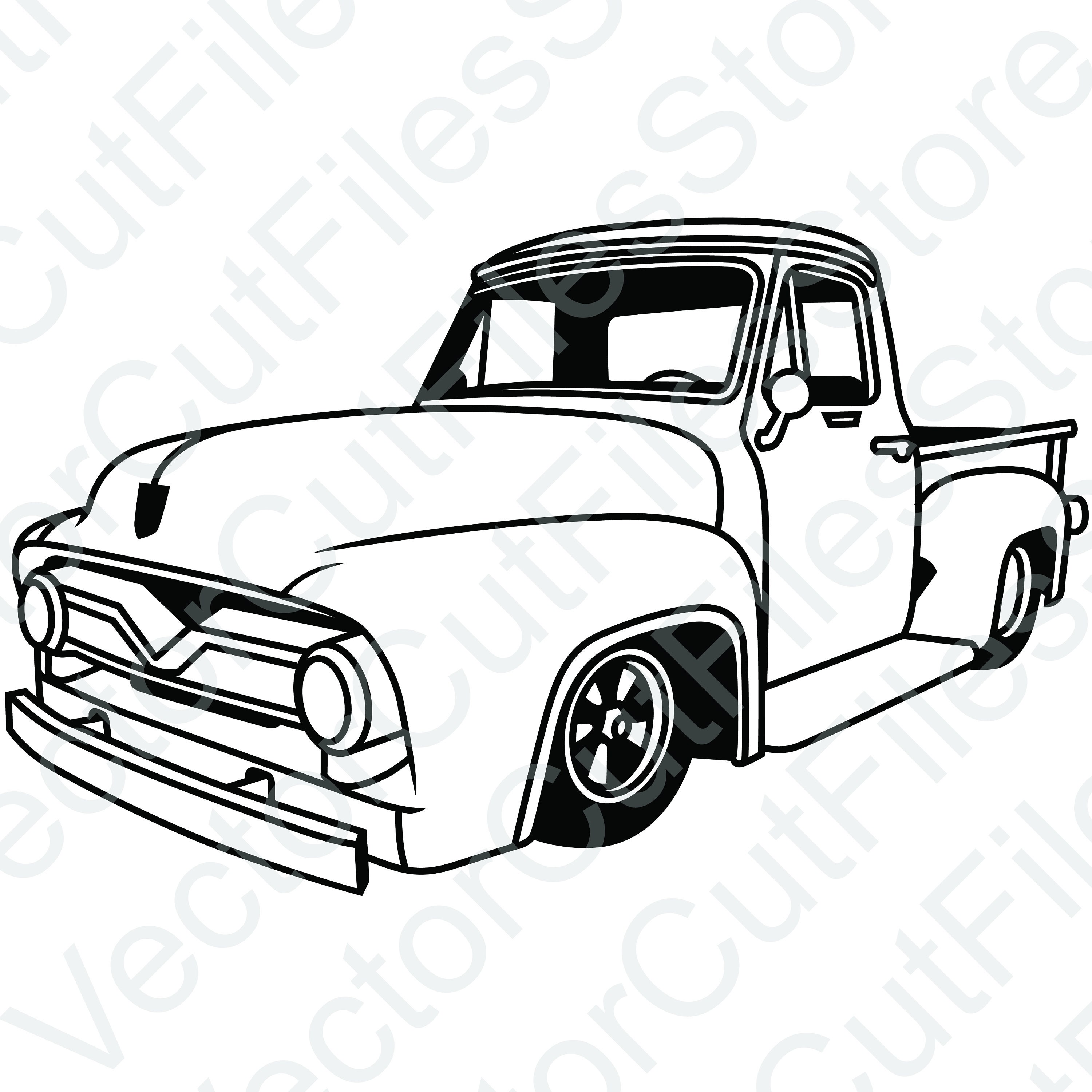 Ford F100 1955 Hot Rod Vector Cut File - Etsy