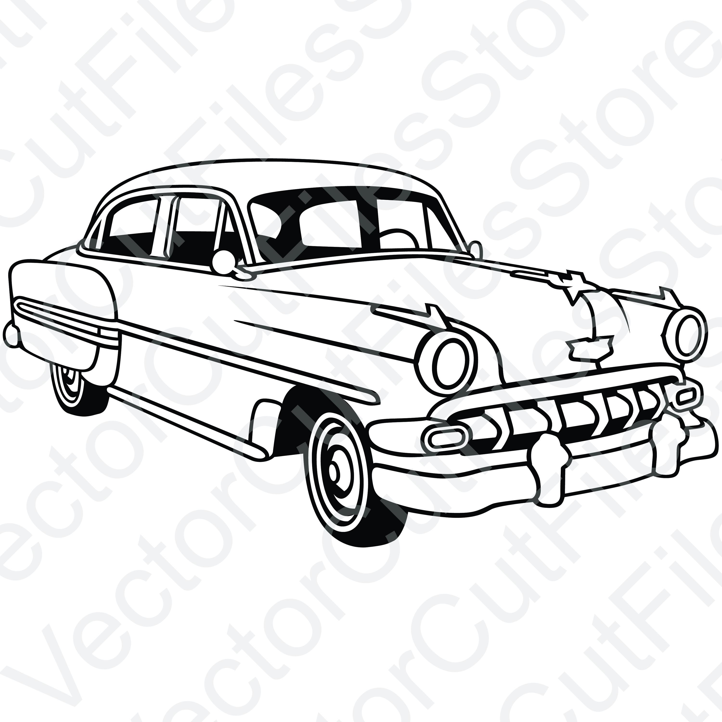 Chevrolet Bel Air 1954 Angled View Vector Cut File - Etsy