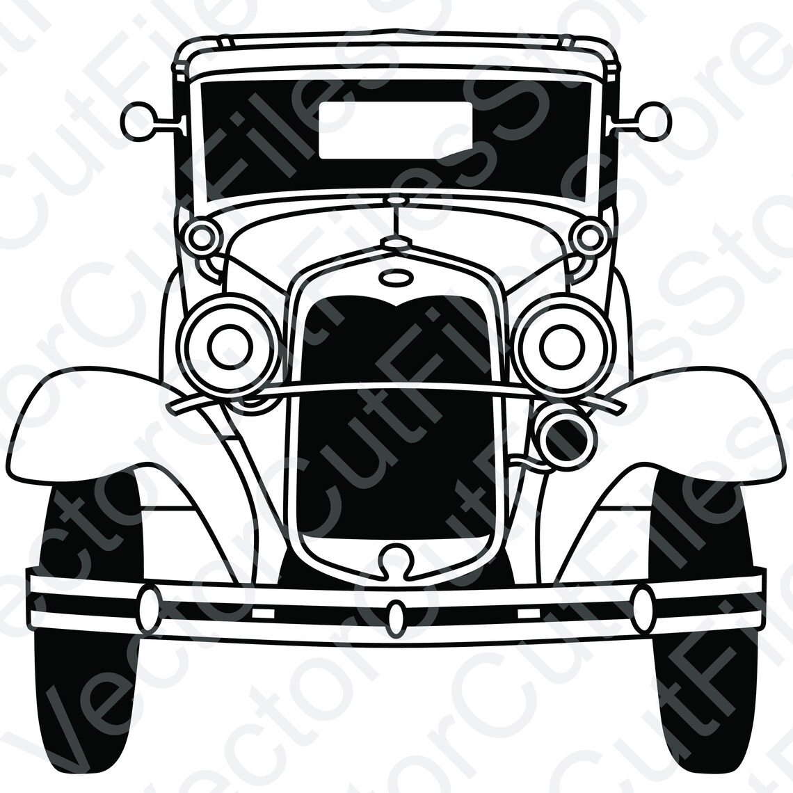 Ford Model A 1930 4 Door Sedan Front View Vector Cut File - Etsy