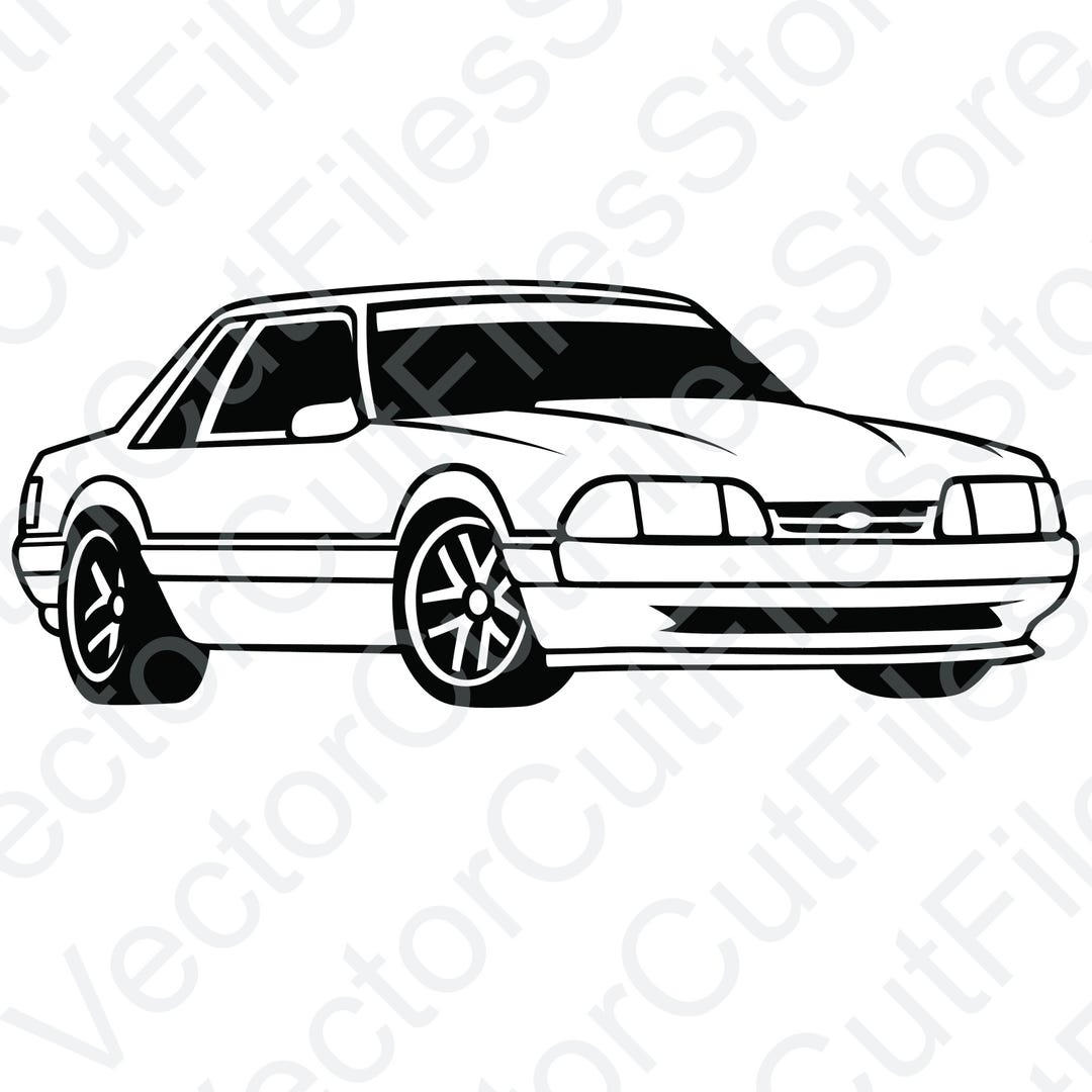 Ford Mustang 1988 Angled View Vector Cut File - Etsy