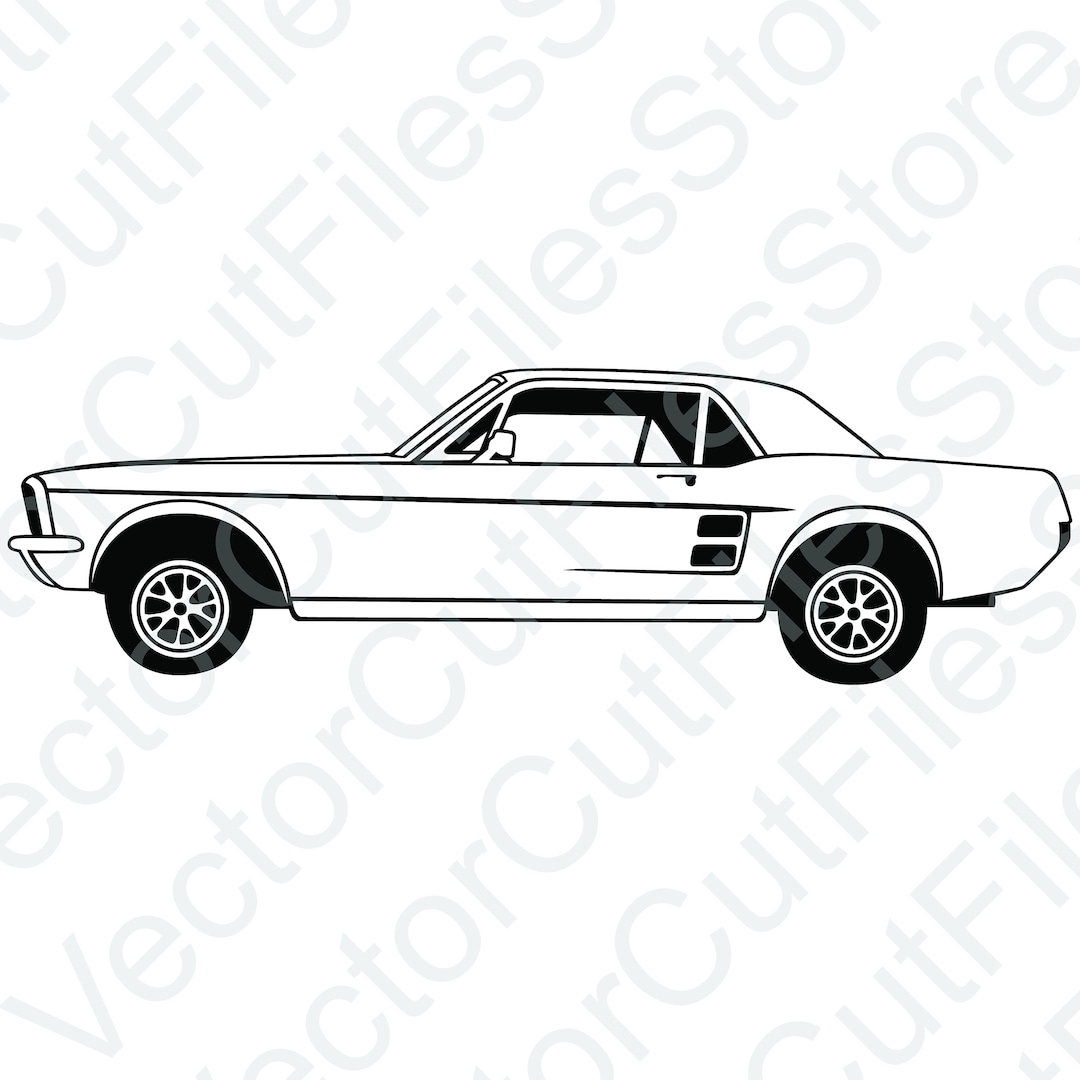 Ford Mustang 1967 Side View Vector Cut File - Etsy