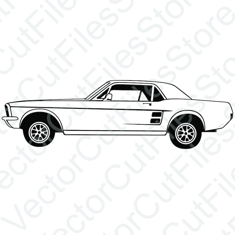 Ford Mustang 1967 Side View Vector Cut File - Etsy