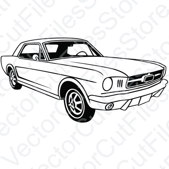 Ford Mustang 1965 Vector Ford Mustang 65 Fastback Illustration" Poster