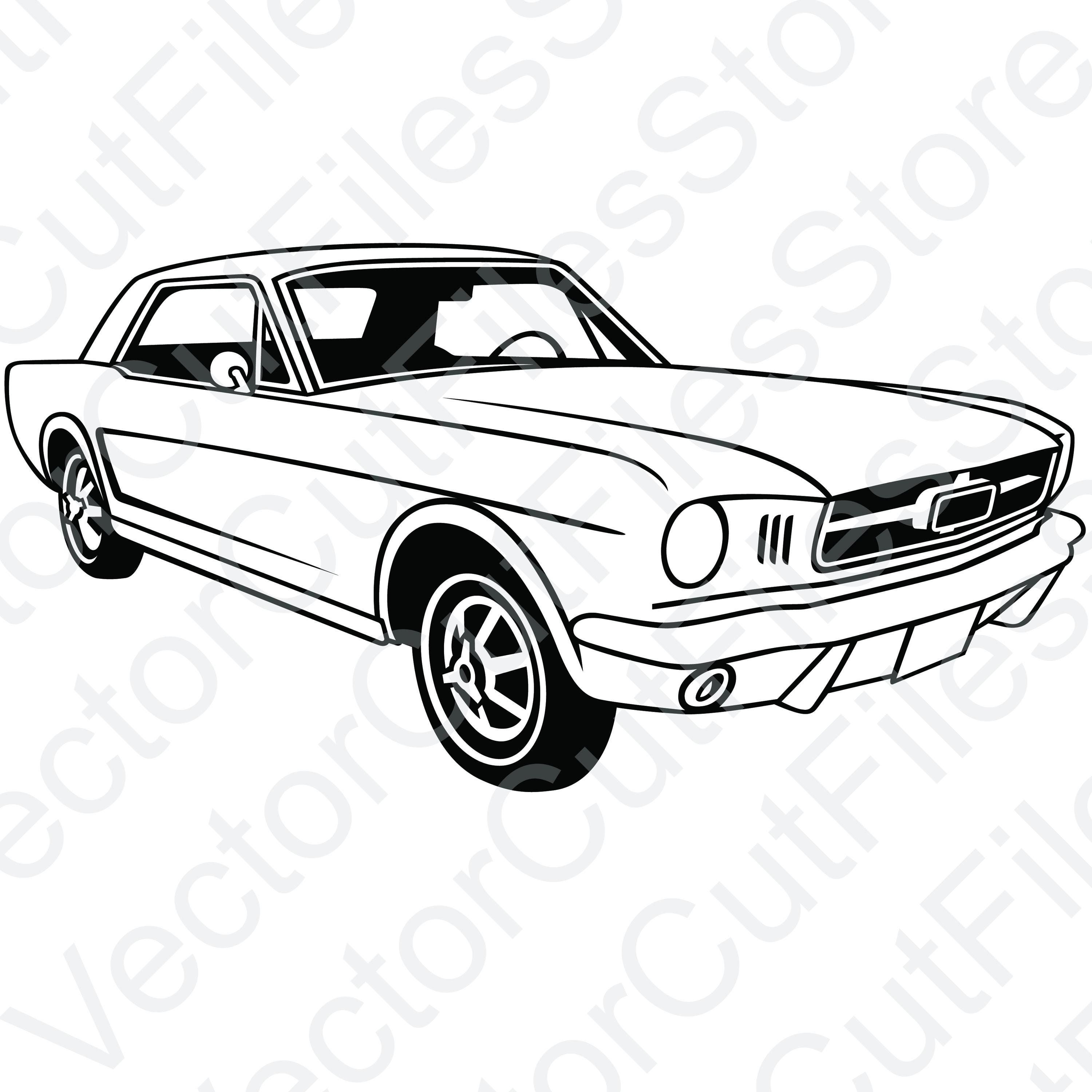 Ford Mustang 1964 to 1966 Angled View Vector Cut File - Etsy