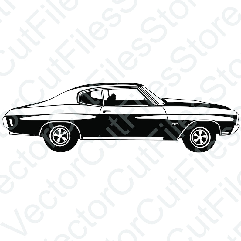 Chevrolet Chevelle SS 1970 Side View Vector Cut File 2 - Etsy