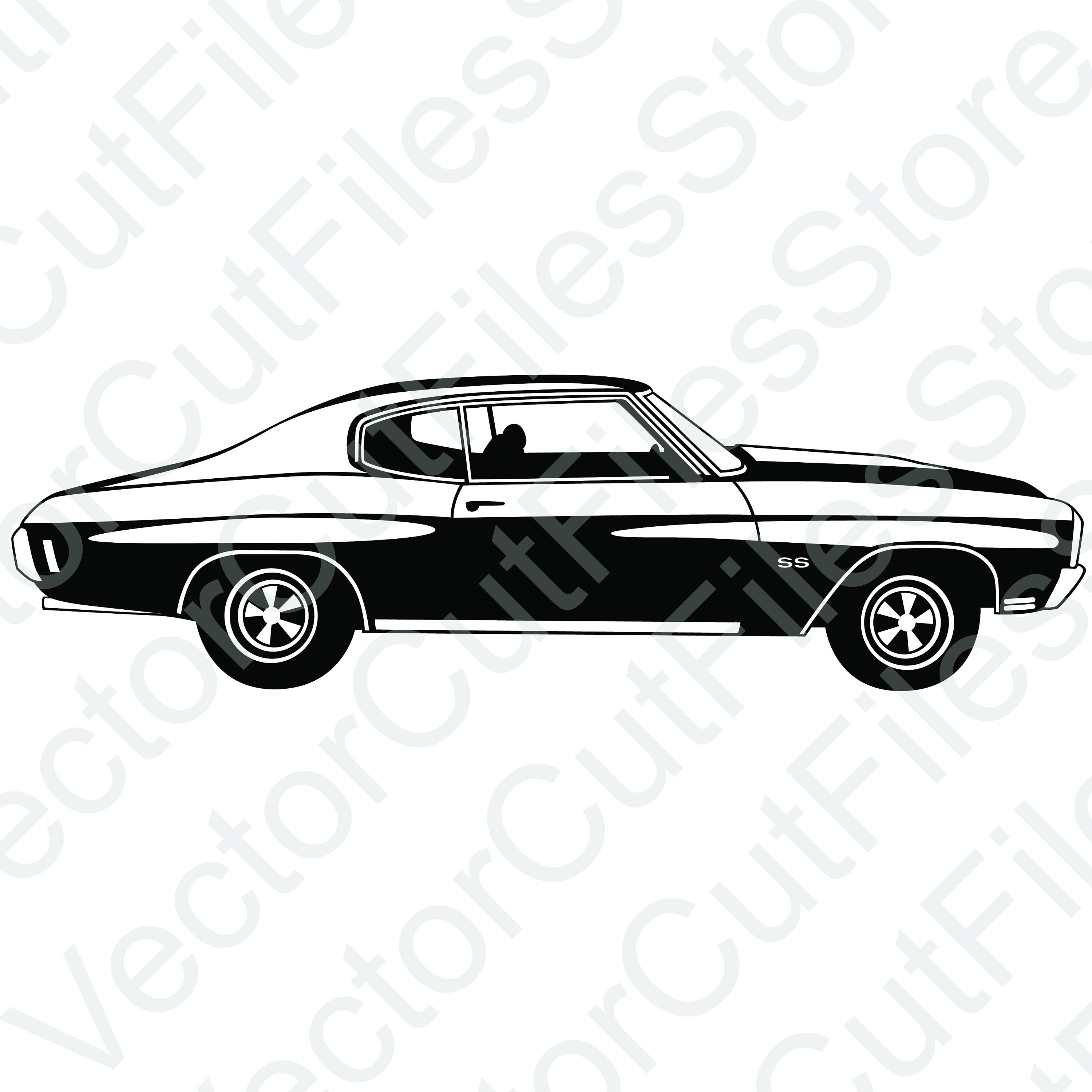 Chevrolet Chevelle SS 1970 Side View Vector Cut File 2 - Etsy