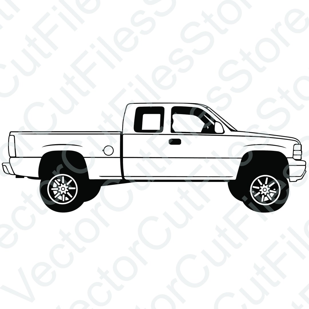 Chevrolet Silverado 2000 Lifted Side View Vector Cut File - Etsy