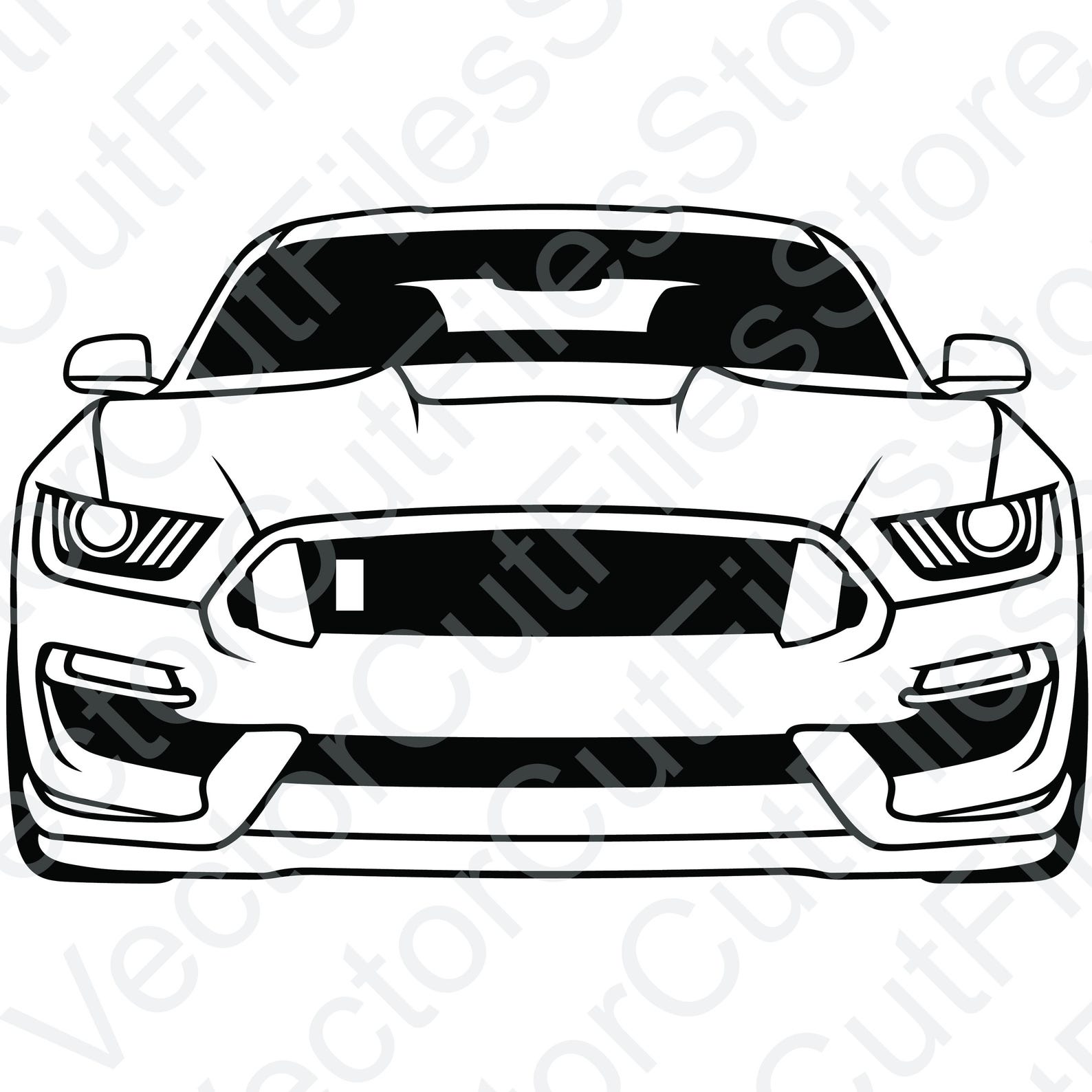 Ford Mustang 2020 GT350 Front View Vector Cut File - Etsy