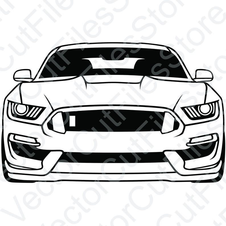 Ford Mustang 2020 GT350 Front View Vector Cut File - Etsy