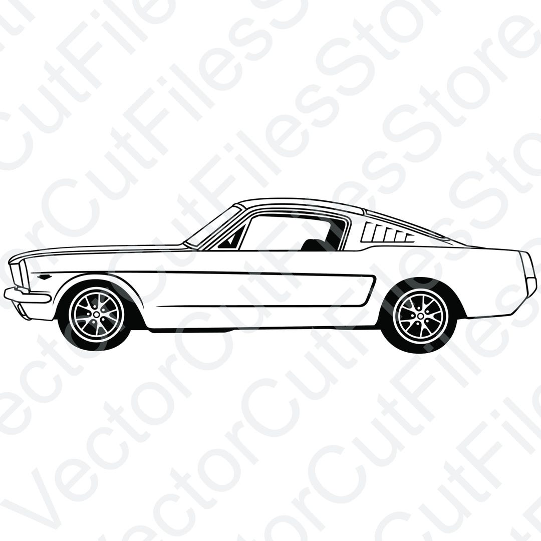 Ford Mustang 1966 Fastback Side View Vector Cut File - Etsy