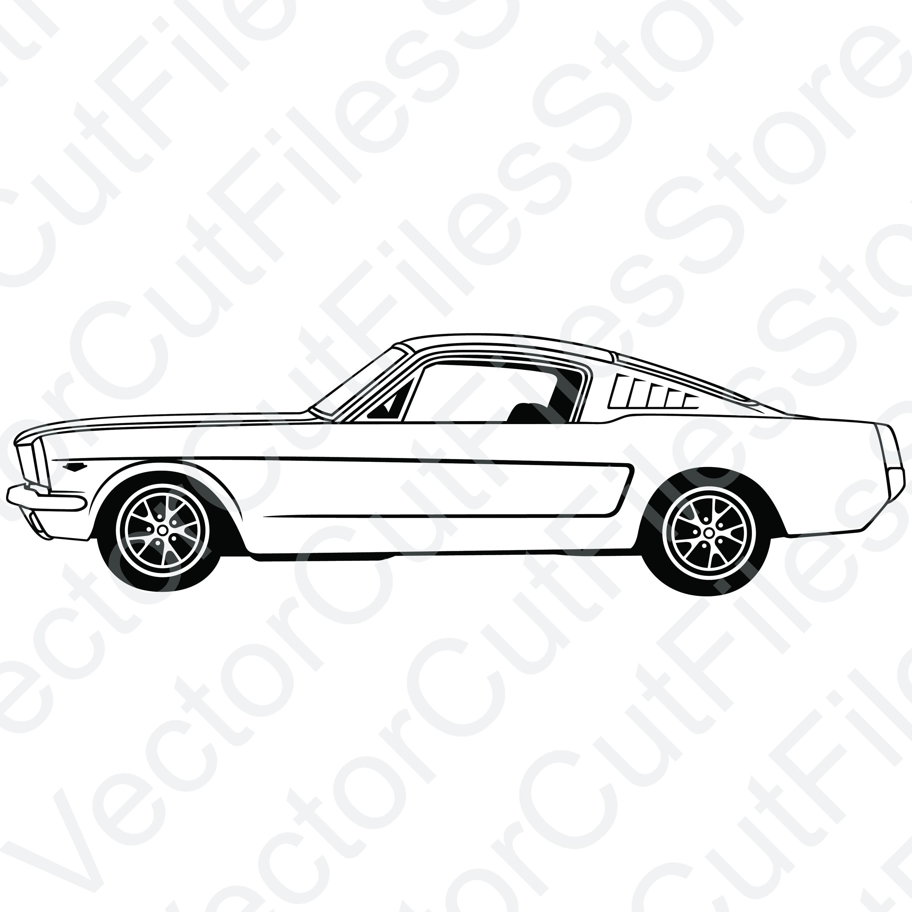 Ford Mustang 1966 Fastback Side View Vector Cut File - Etsy