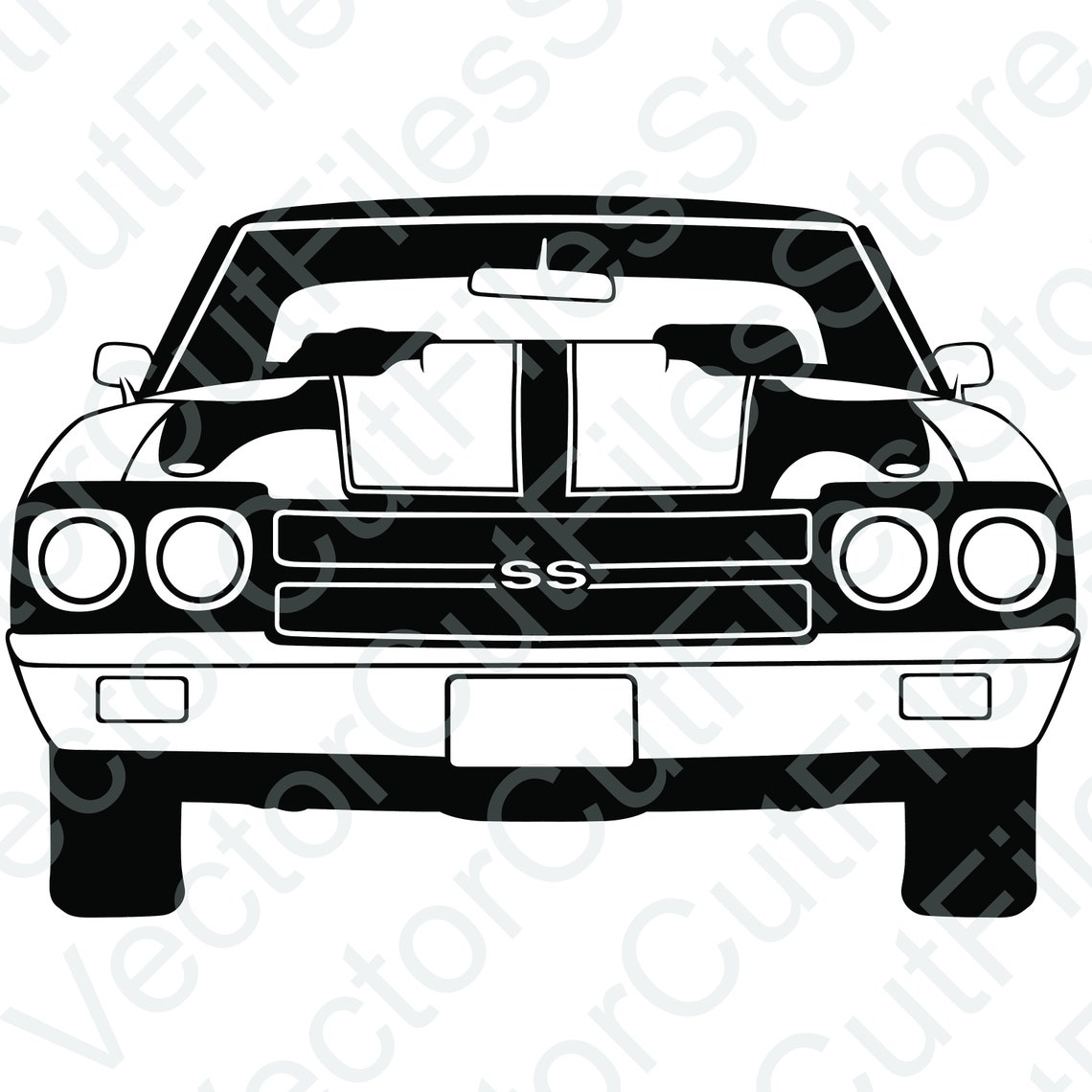 Chevrolet Chevelle SS 1970 Front View Vector Cut File 2 - Etsy