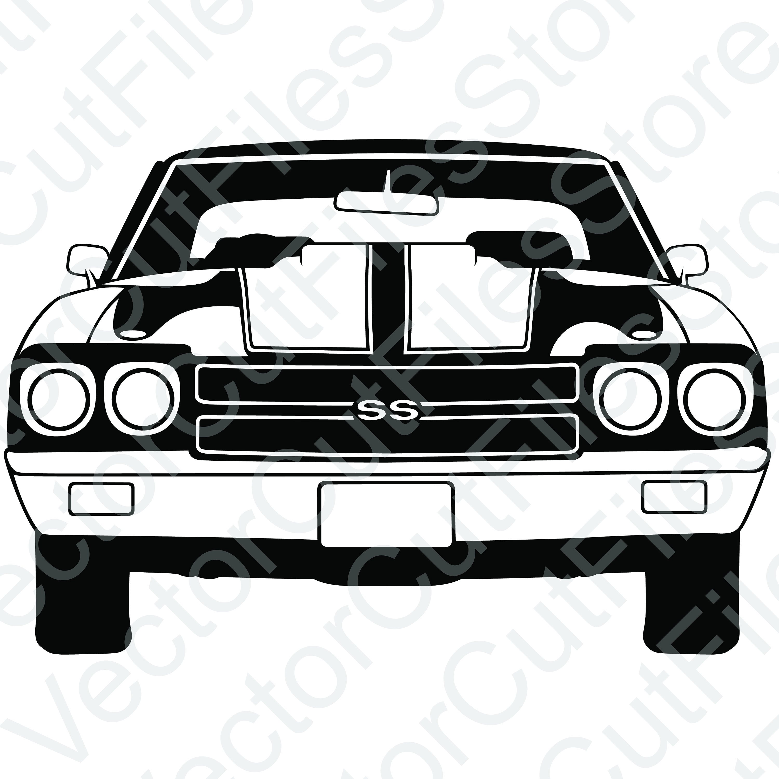 Chevrolet Chevelle SS 1970 Front View Vector Cut File 2 - Etsy