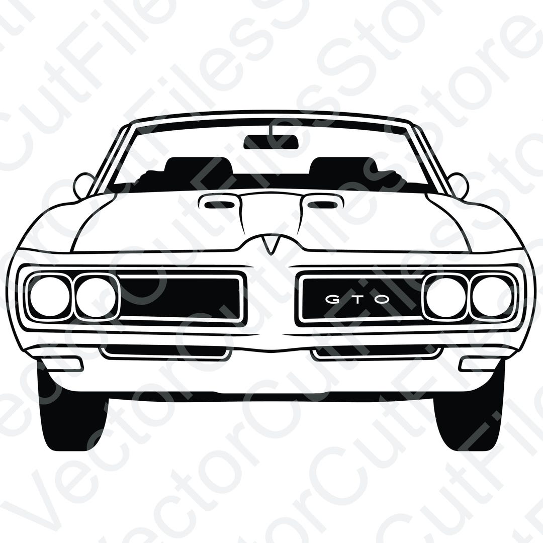 Pontiac GTO 1968 Convertible Front View Vector Cut File - Etsy