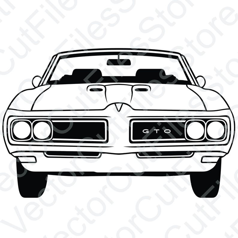 Pontiac GTO 1968 Convertible Front View Vector Cut File - Etsy