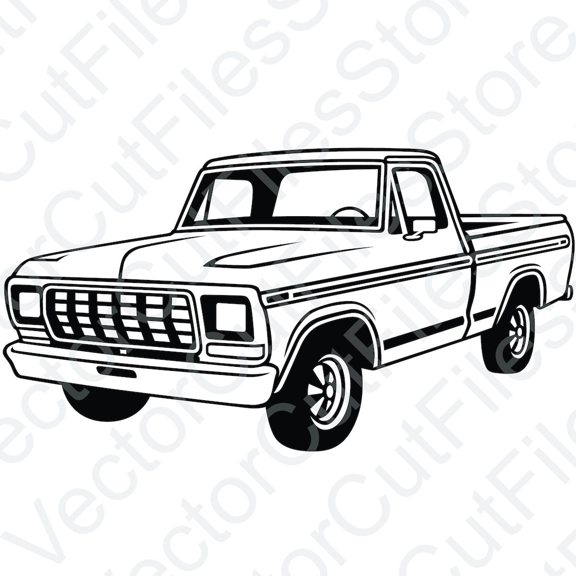Ford F100 1978 Angled View Vector Cut File - Etsy