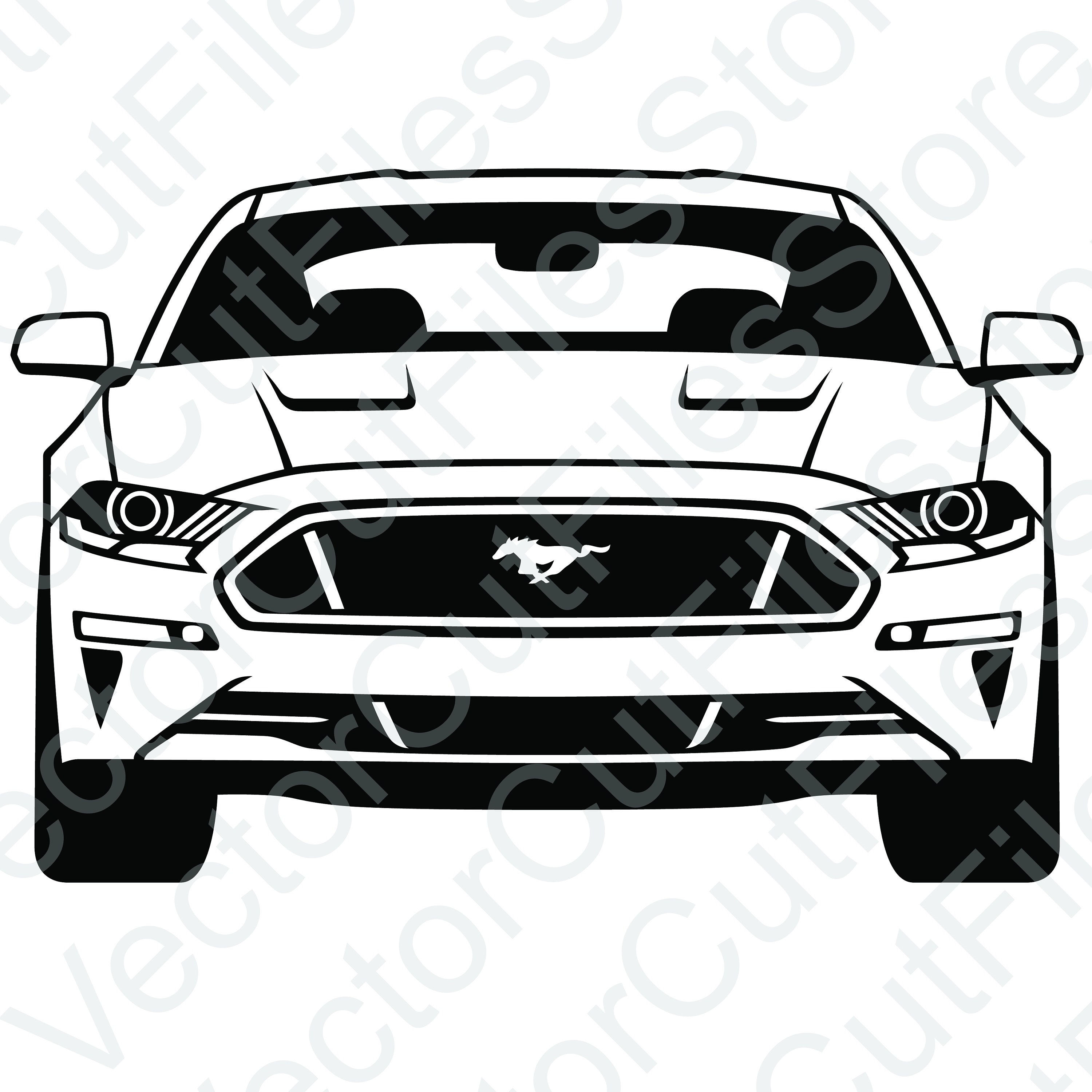 Ford Mustang 2018 Front View Vector Cut File - Etsy