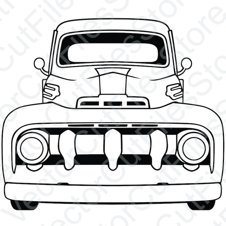 Ford F1 1951 Front View Vector Cut File - Etsy Canada