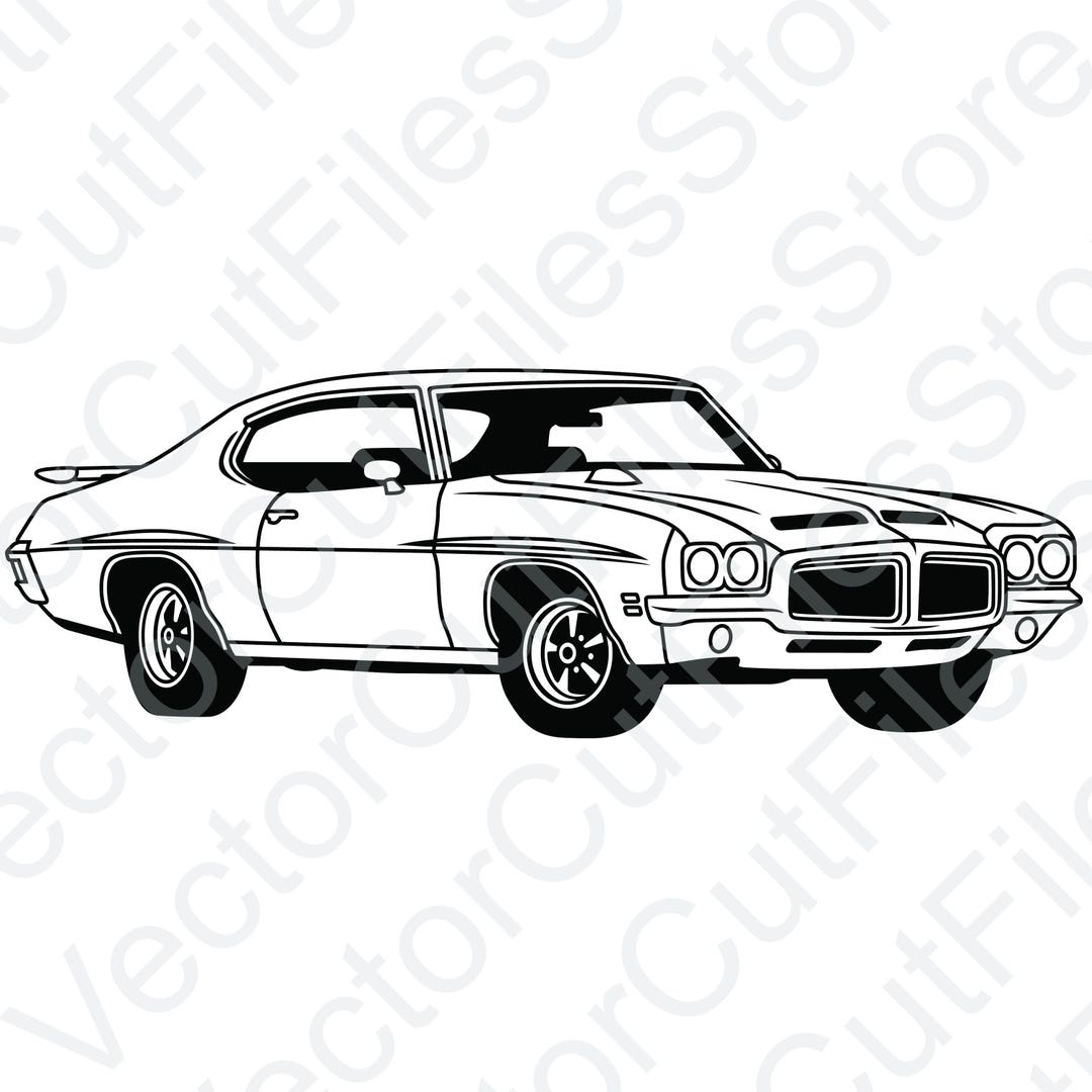 Pontiac GTO 1971 Angled View Vector Cut File - Etsy