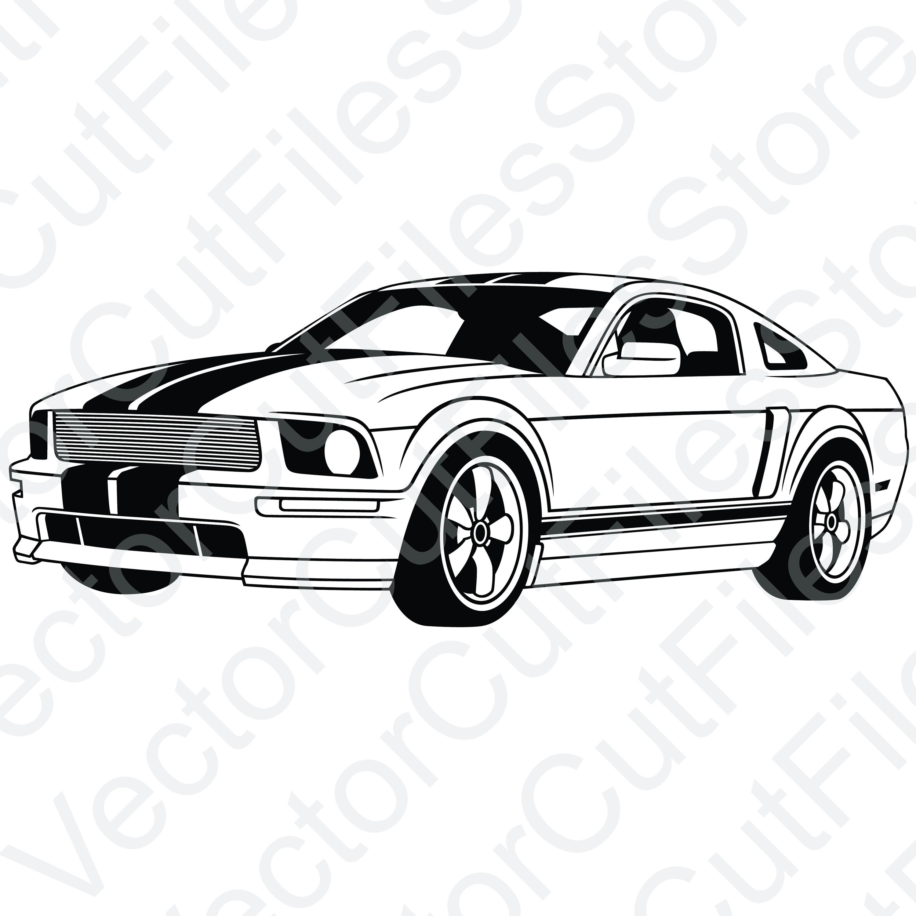 Ford Mustang 2007 GT Angled View Vector Cut File - Etsy