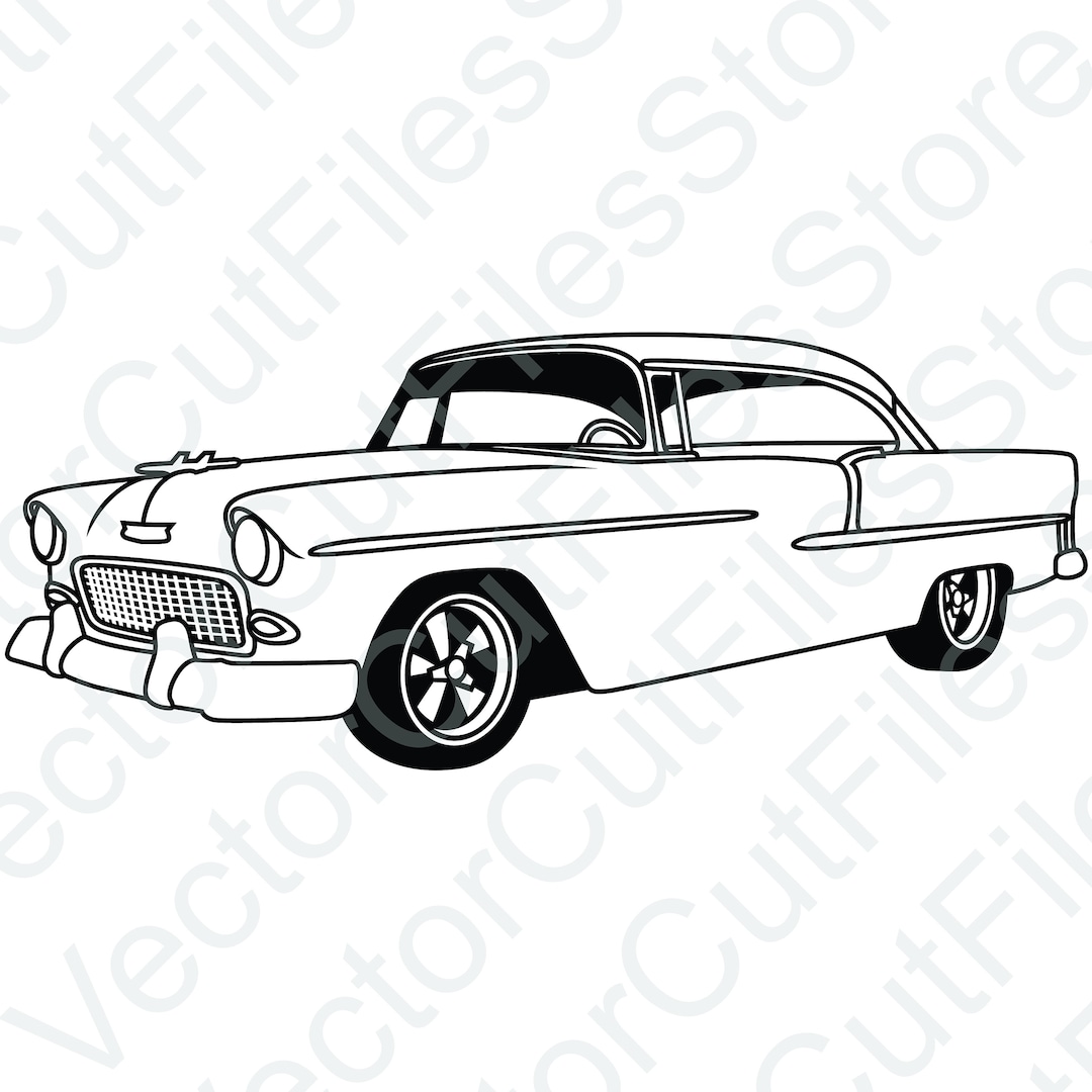 Chevrolet Bel Air 1955 Angled View Vector Cut File - Etsy