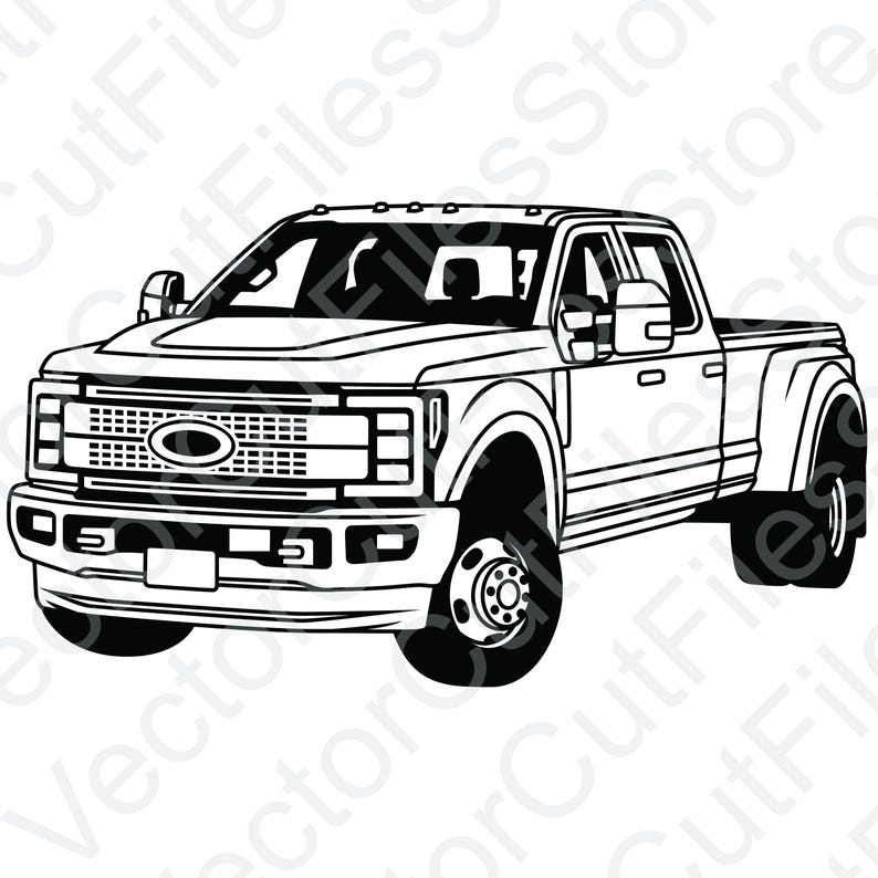 Ford F350 2017 Dually Angled View Vector Cut File - Etsy