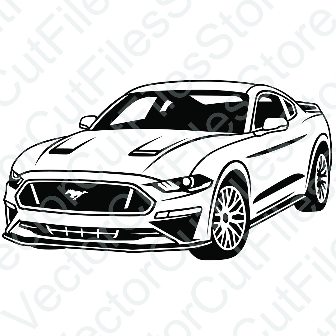 Ford Mustang 2018 Angled View Vector Cut File - Etsy