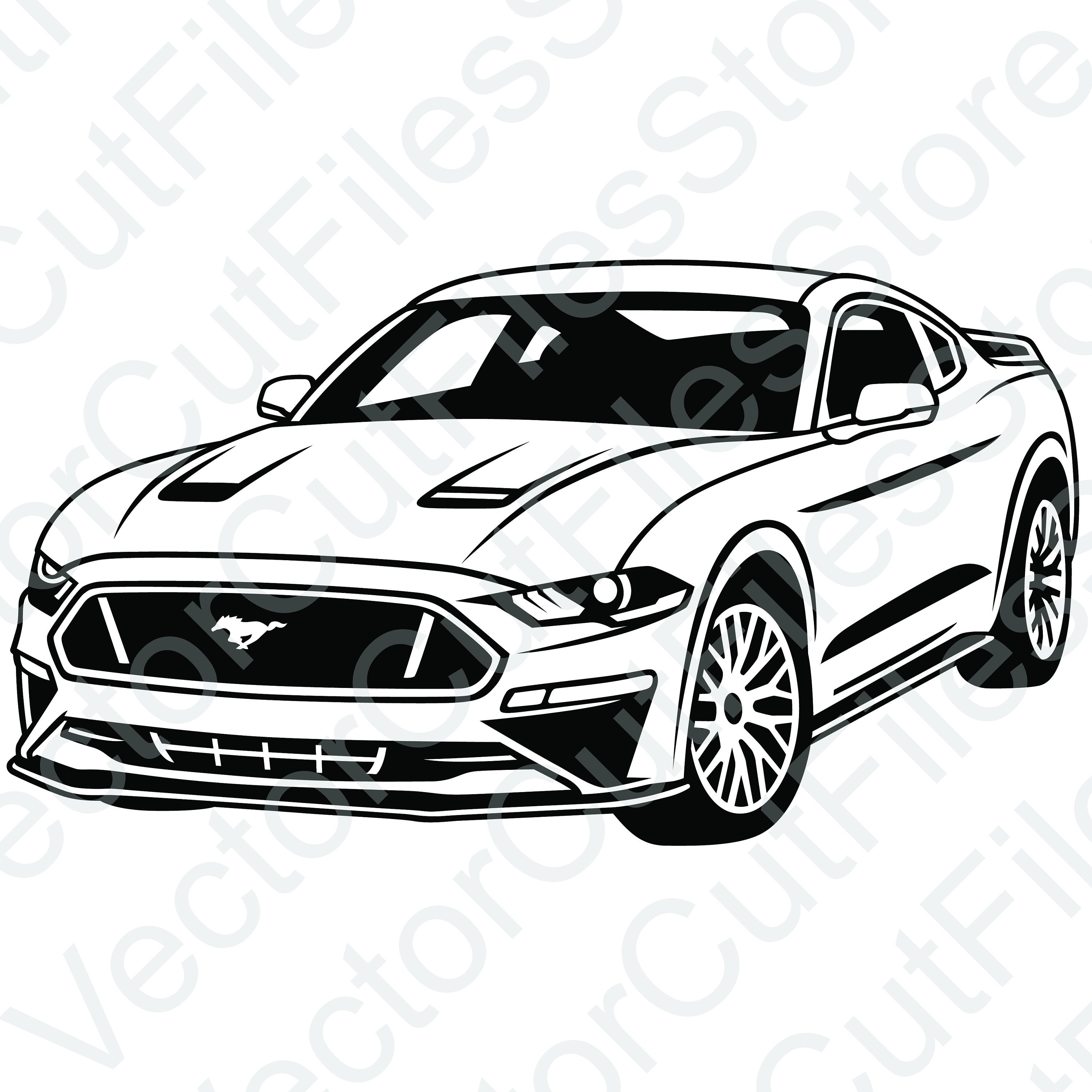 Ford Mustang 2018 Angled View Vector Cut File - Etsy