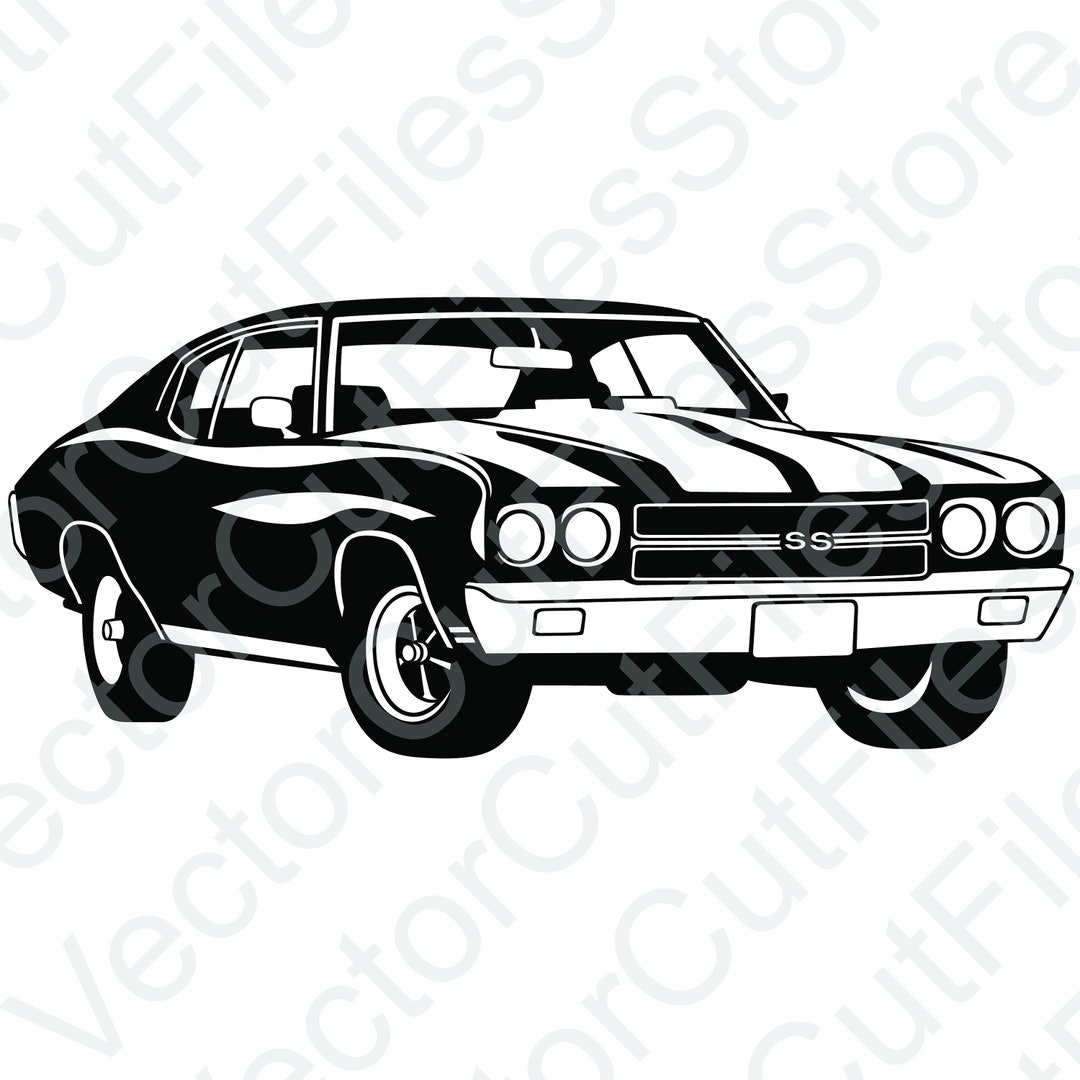 Chevrolet Chevelle SS 1970 Angled View Vector Cut File 2 - Etsy