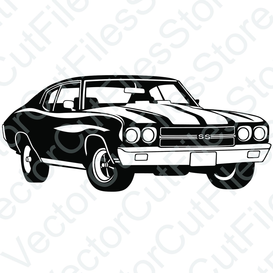 Chevrolet Chevelle SS 1970 Angled View Vector Cut File 2 - Etsy