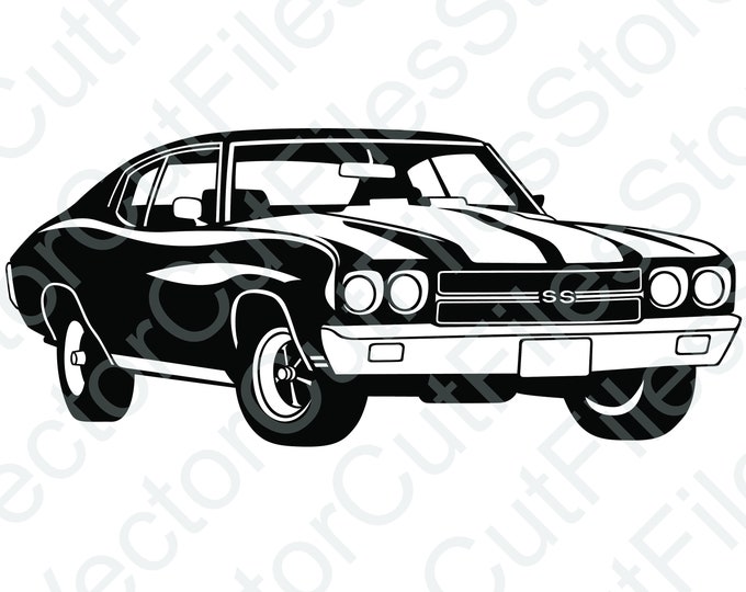 Chevrolet Chevelle SS 1970 Angled View Vector Cut File 2 - Etsy