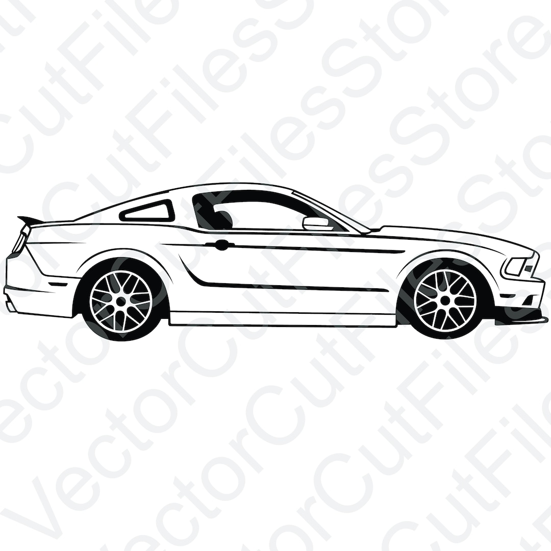 Ford Mustang 2013 Side View Vector Cut File - Etsy